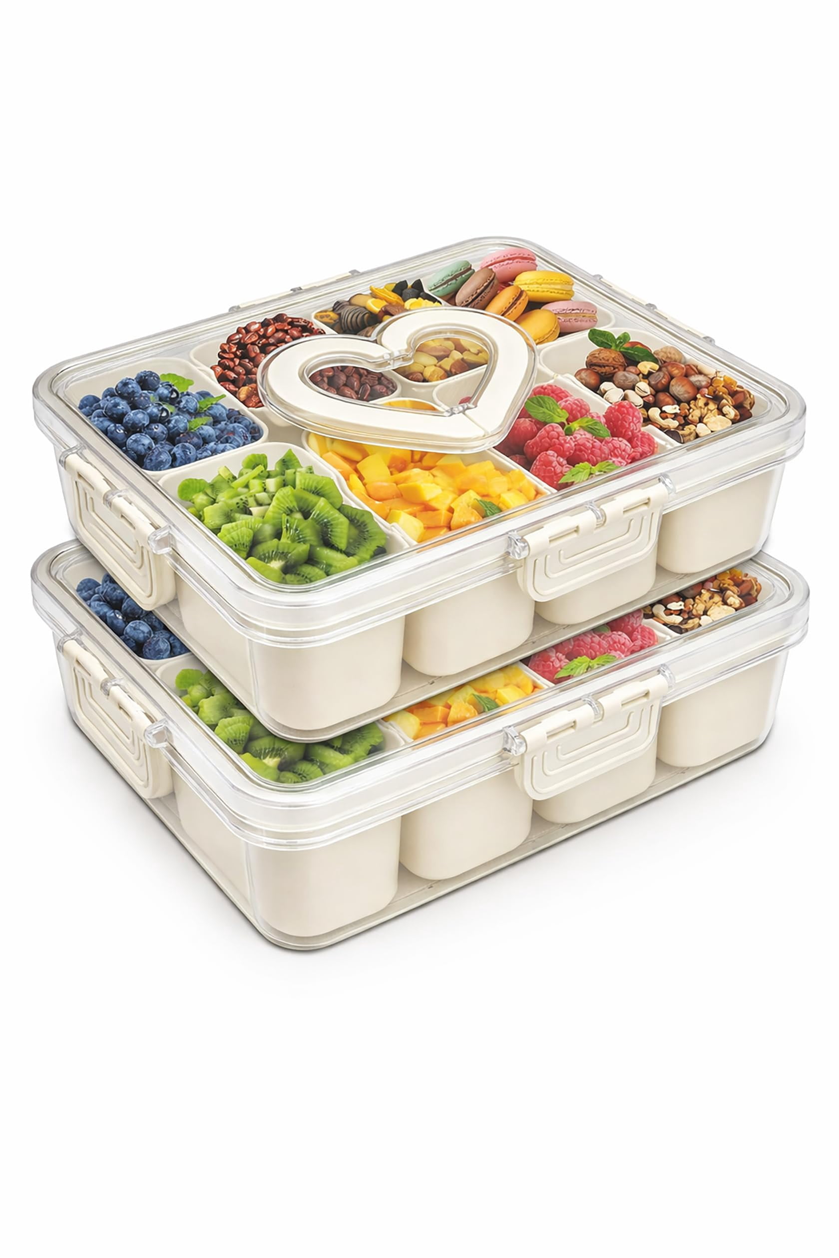 2 pcs 8 Compartment Bento Boxes, Divided Serving Tray with Lid for ...