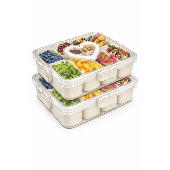 2 pcs 8 Compartment Bento Boxes, Divided Serving Tray with Lid for ...
