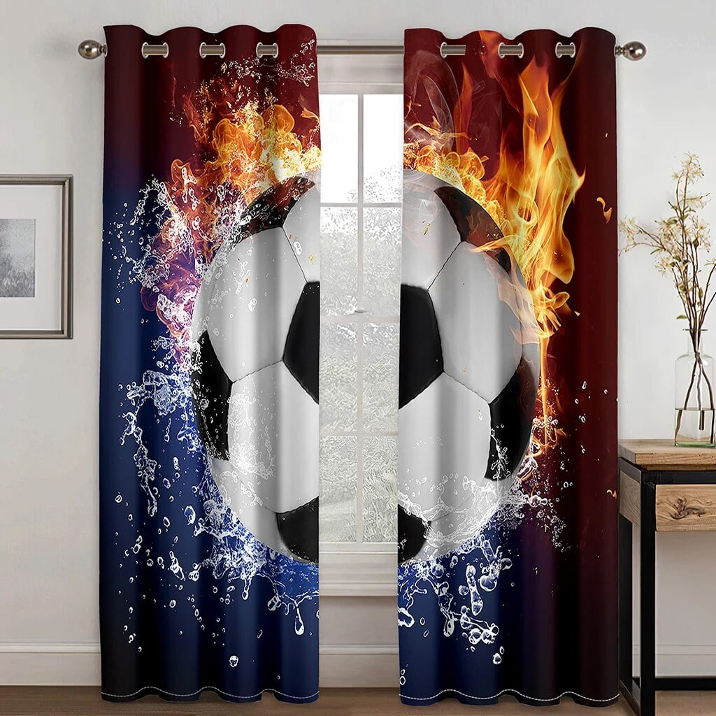2 pcs American Football Theme Window Curtain Panels Light Weight ...