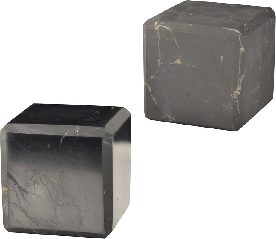 2 pcs Authentic Shungite Cubes Set Polished and Unpolished 40 mm / 1.57 ...