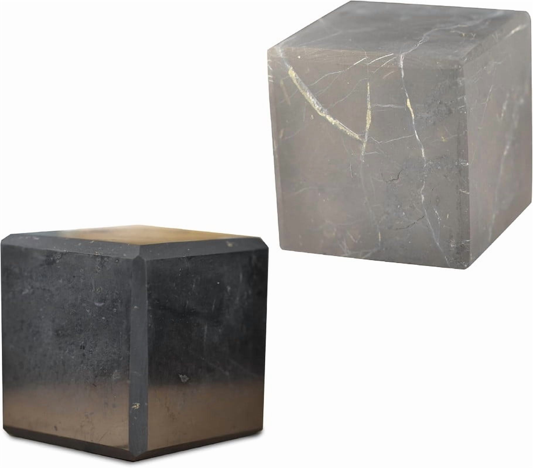 2 pcs Authentic Shungite Cubes Set Polished and Unpolished 50 mm / 1.97 ...