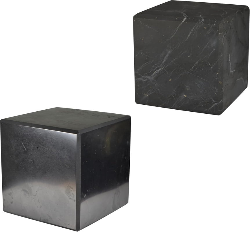 2 pcs Authentic Shungite Cubes Set Polished and Unpolished 80 mm / 3.15 ...
