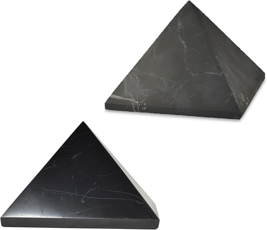 2 pcs Authentic Shungite Pyramid 110mm (4.33) Polished & Unpolished ...