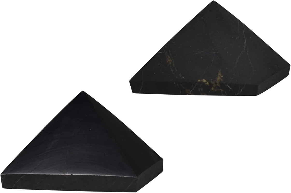 2 pcs Authentic Shungite Pyramid 30mm (1.18) Polished & Unpolished Real ...