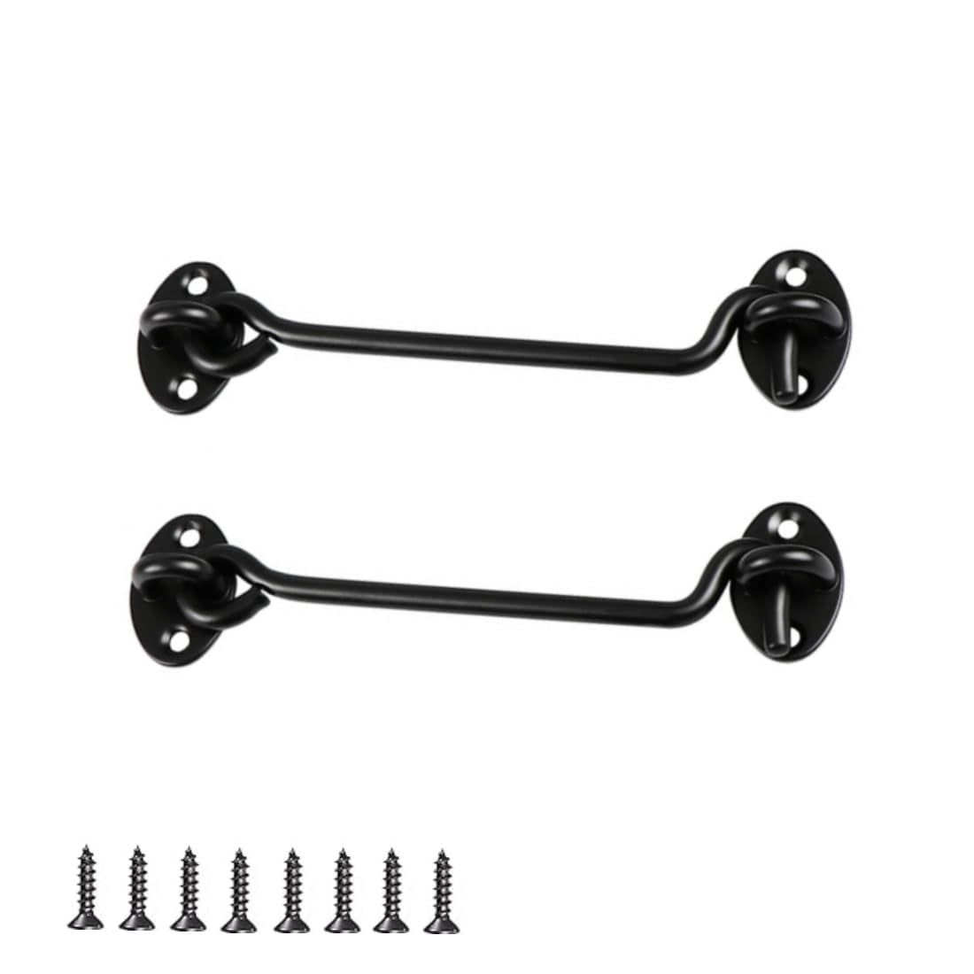 2 pcs Barn Door Lock Gate Latch,6 Inch Black Hook and Eye Latch Heavy ...