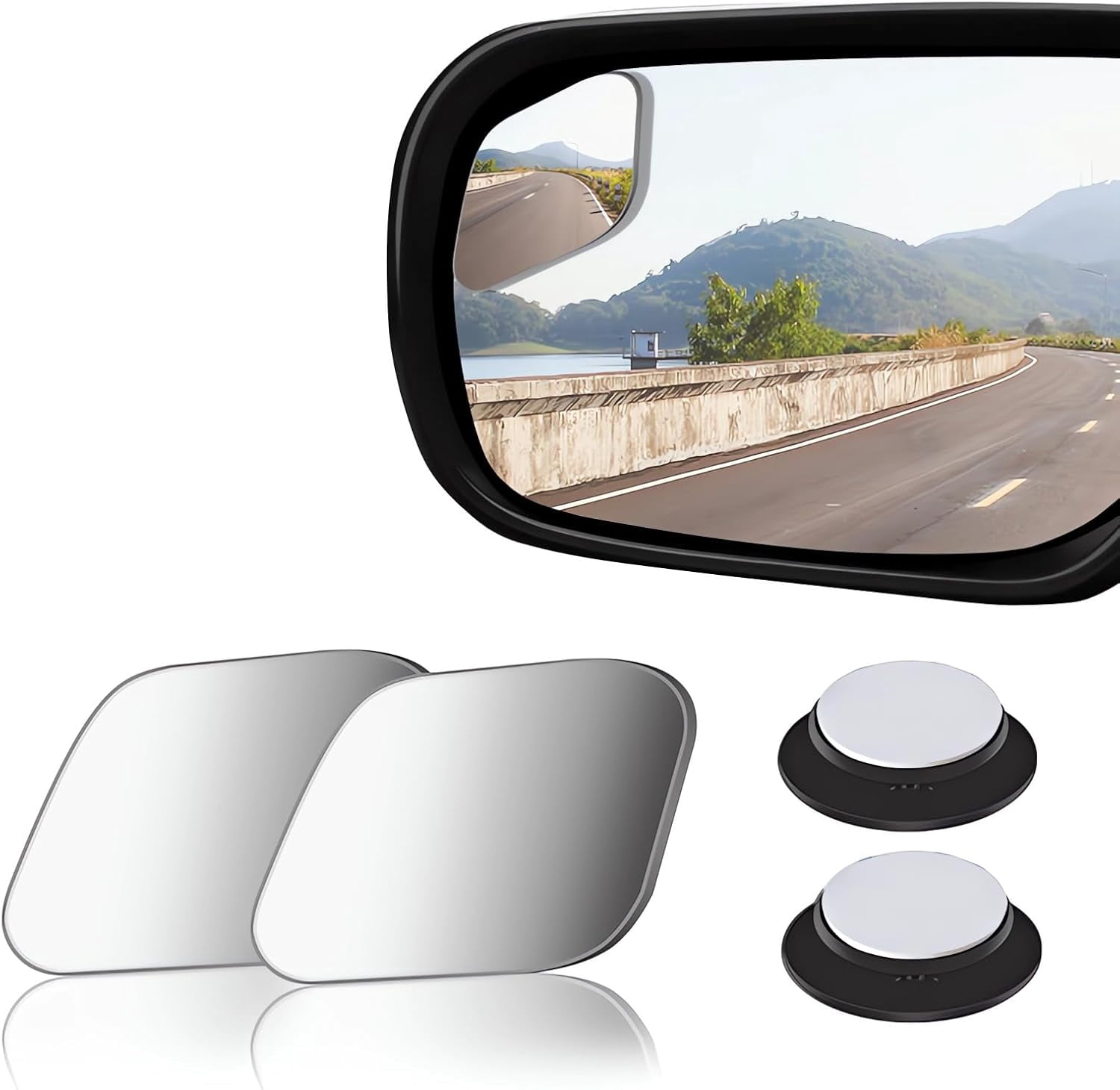 2 pcs Blind Spot Mirrors, HD Glass Convex 360° Wide Angle Side Rear ...