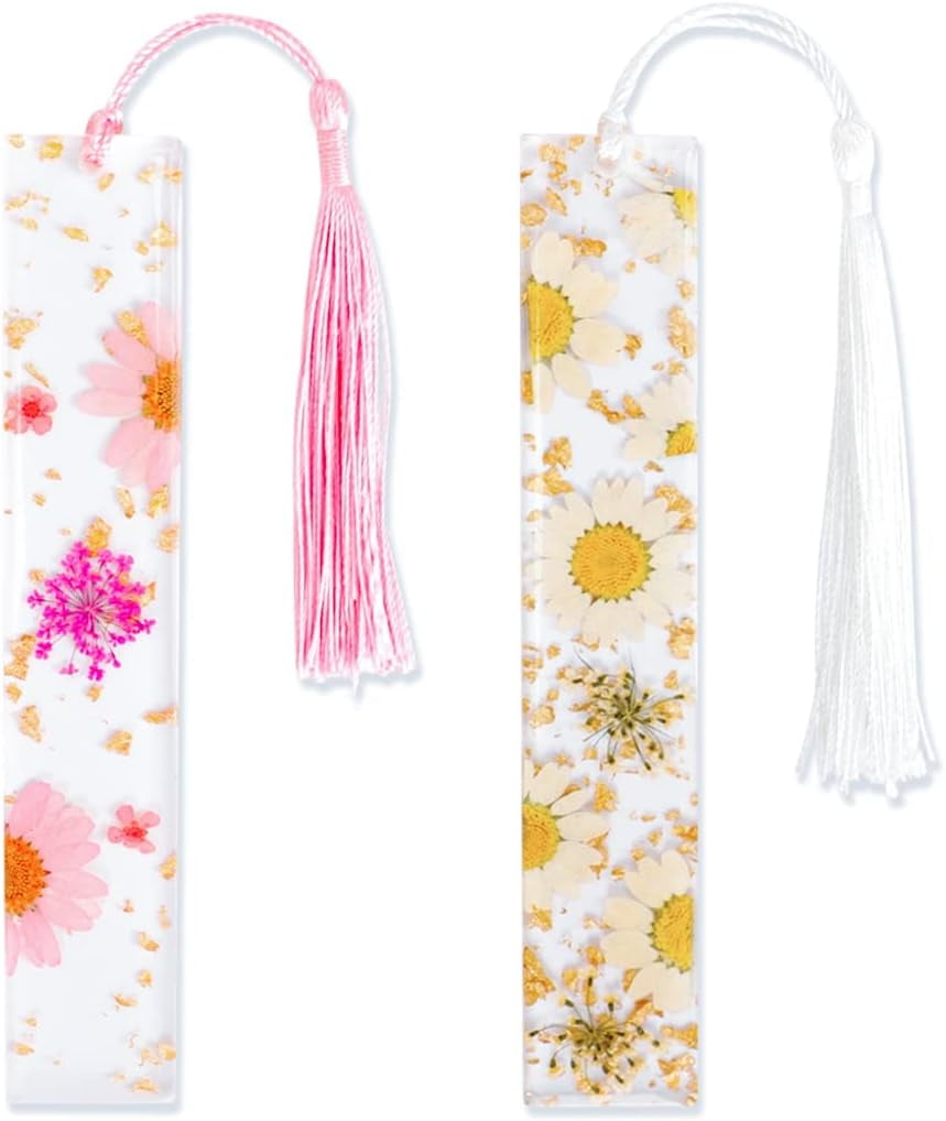 2 pcs Bookmark Set - Bookmarks for Women - Book Mark Pressed Flower ...