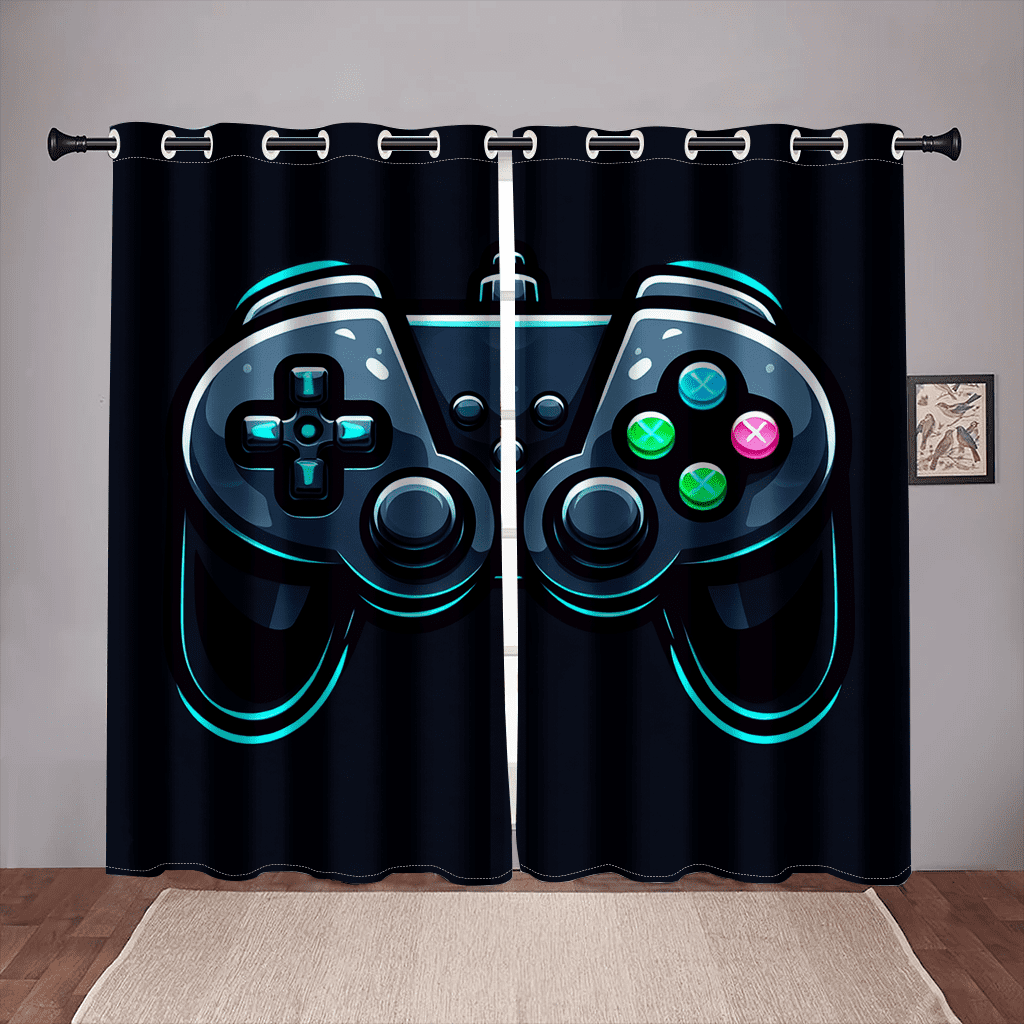2 pcs Cartoon Gaming Play Station Window Curtain Living Room Bedroom ...