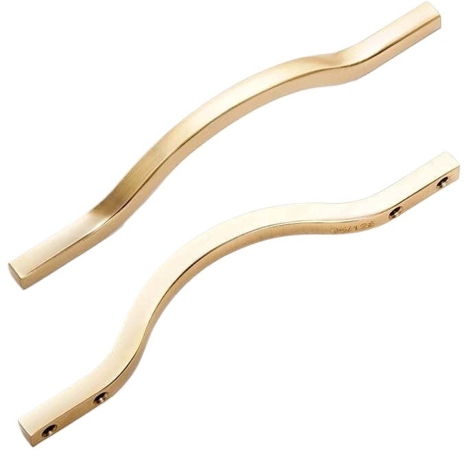 2 pcs Double Hole Centers Light Brushed Brass Cabinet Pull, Modern ...