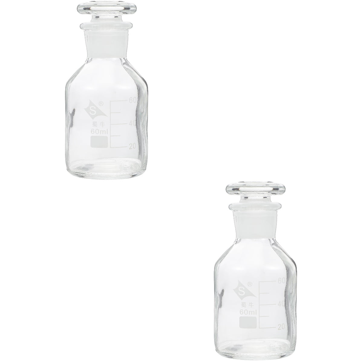 2 pcs Durable Glass Wide Mouth Reagent Bottle Chemicals Sample Storage ...