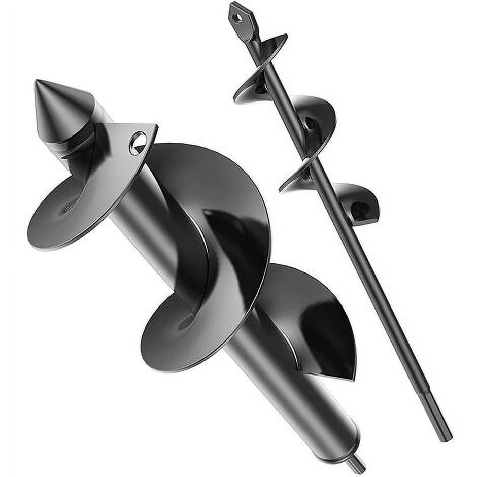 2 pcs Garden Auger Drill Bit ? 80×300mm + ?40×220mm, Spiral Garden ...