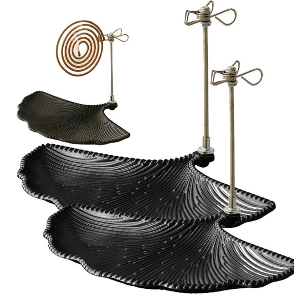 2 pcs Ginkgo Leaf Mosquito Coil Holder, Cast Iron Incense Burner Stand ...