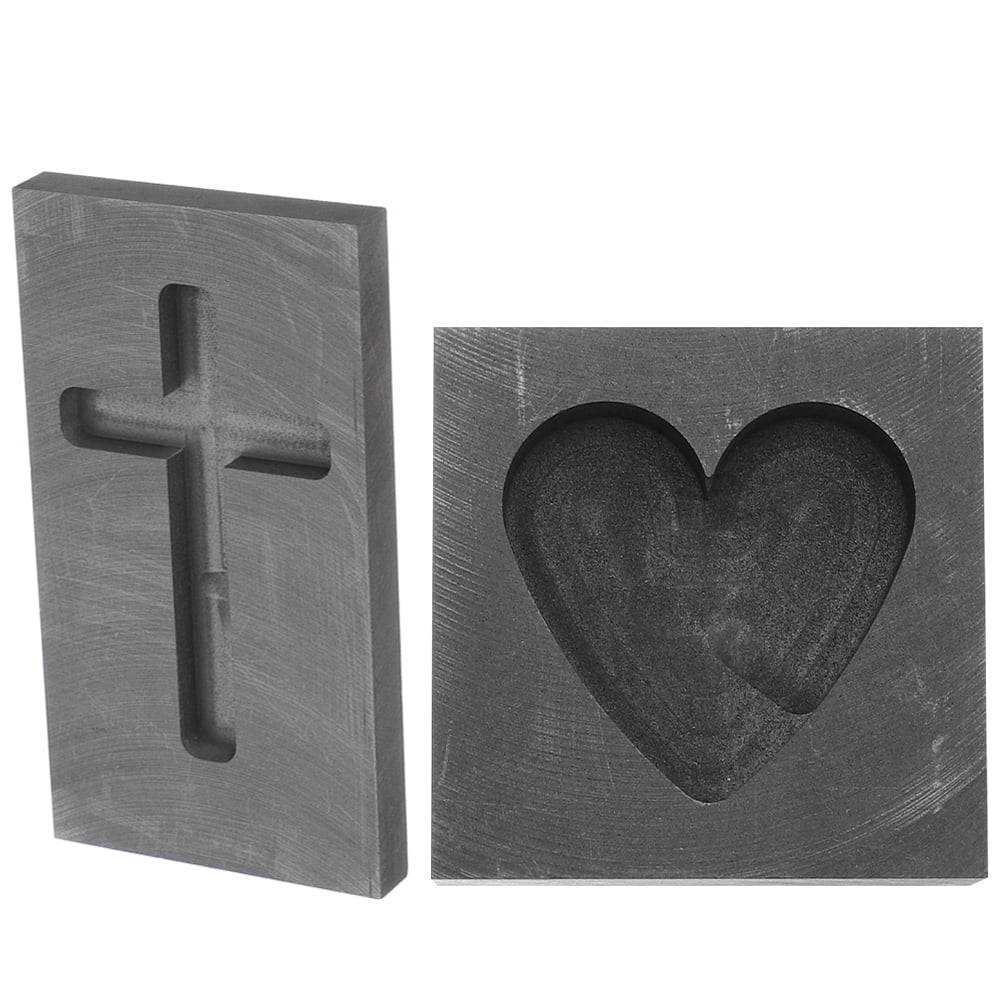 2 pcs Heart Shaped Graphite Mold Cross Shape Graphite Mold Copper ...