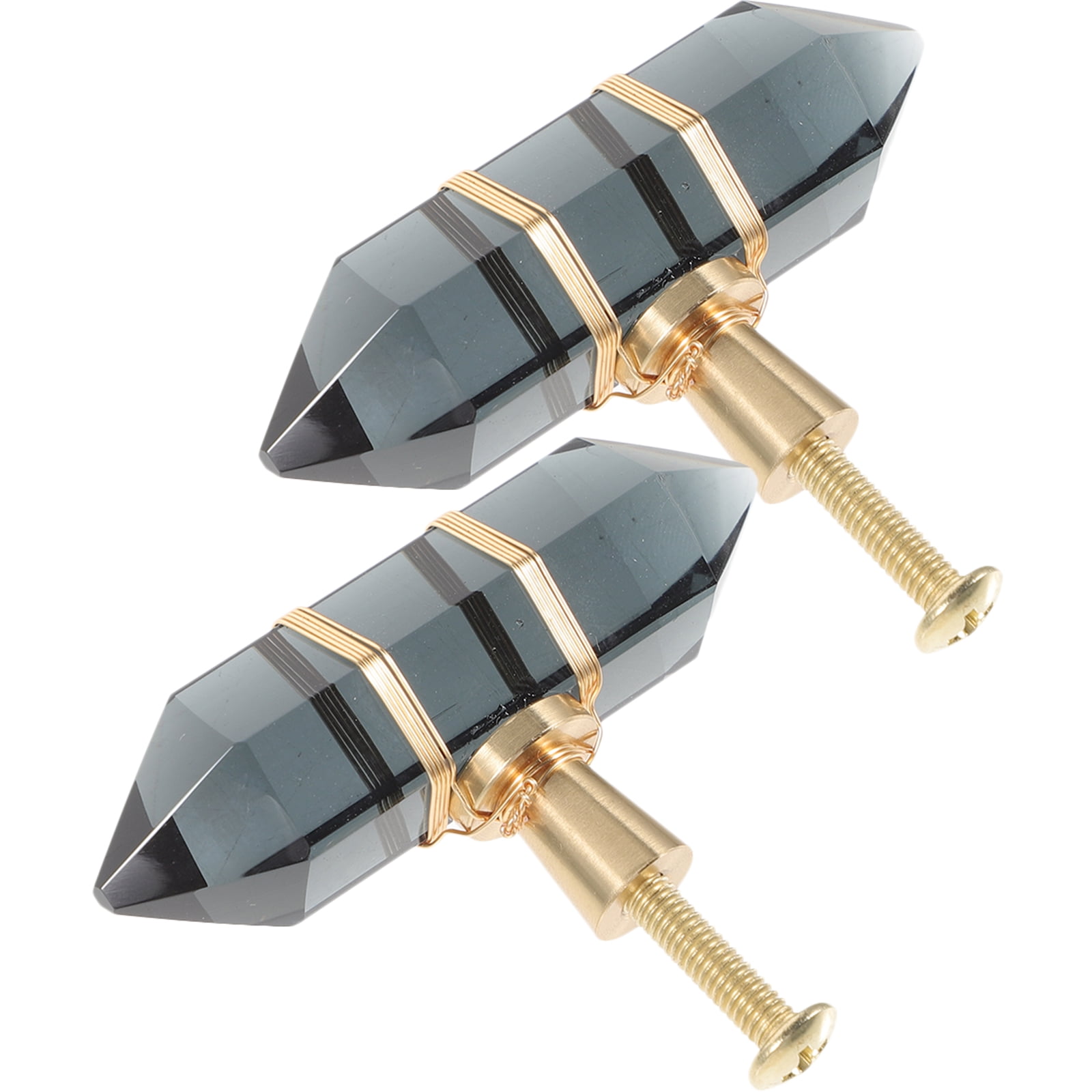 2 pcs Hexagonal Crystal Wire Wrapped Knobs Brass Drawer Pulls Cabinet ...