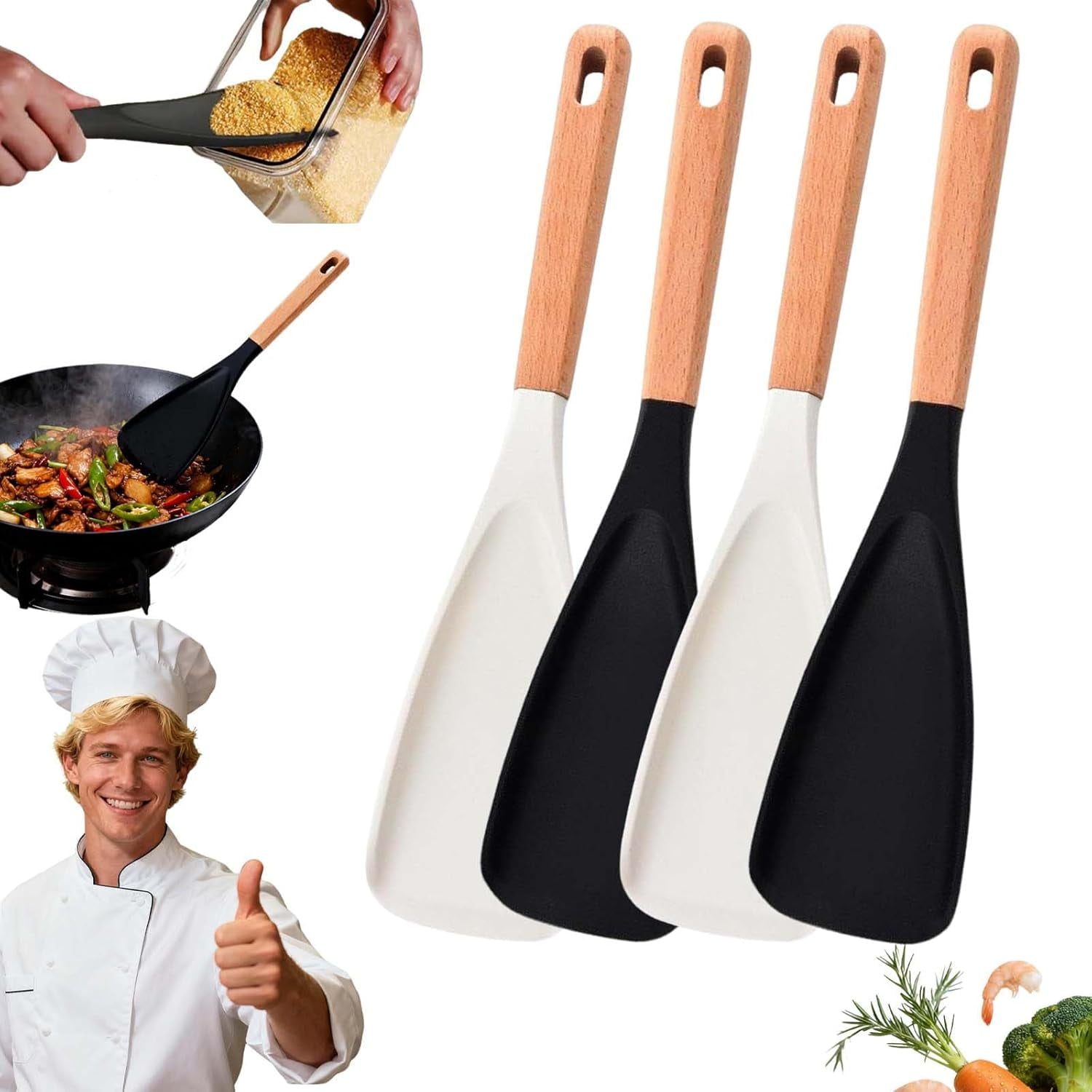 2 pcs Icefavor Spatula Spoon, Icefavor Multifunction Spatula Cooking ...