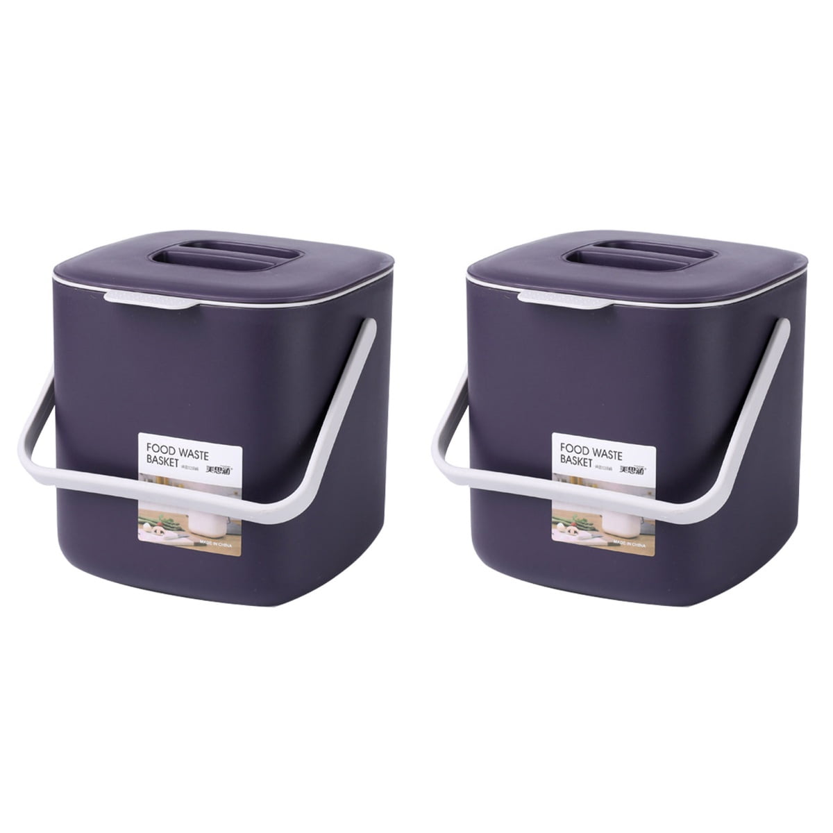 2 pcs Kitchen Plastic Dustbin Wet and Dry Classified Waste Bin Portable ...