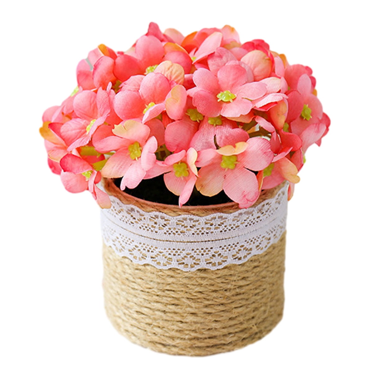 2 pcs Linen basin hydrangea bonsai flower home creative small ornaments ...