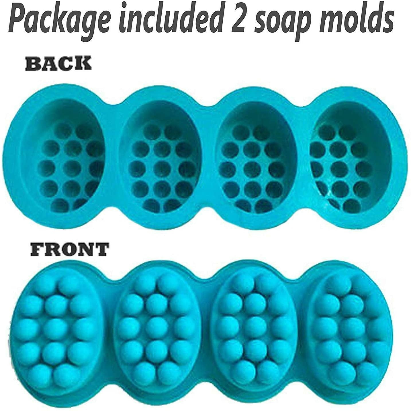 2 pcs Massage Bar Soap Molds 4 Cavities 4.5oz Silicone Soap Molds for ...