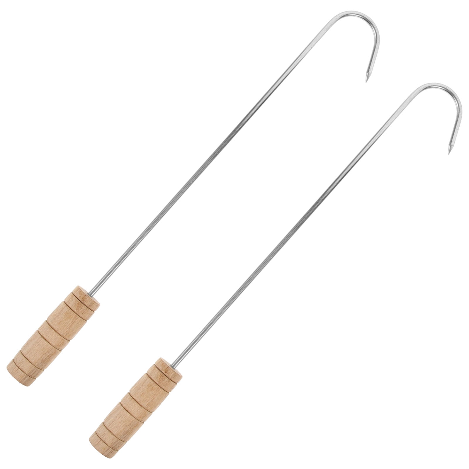 2 pcs Metal Boot Hooks Wooden Handle Boot Puller Stainless Steel Boot ...