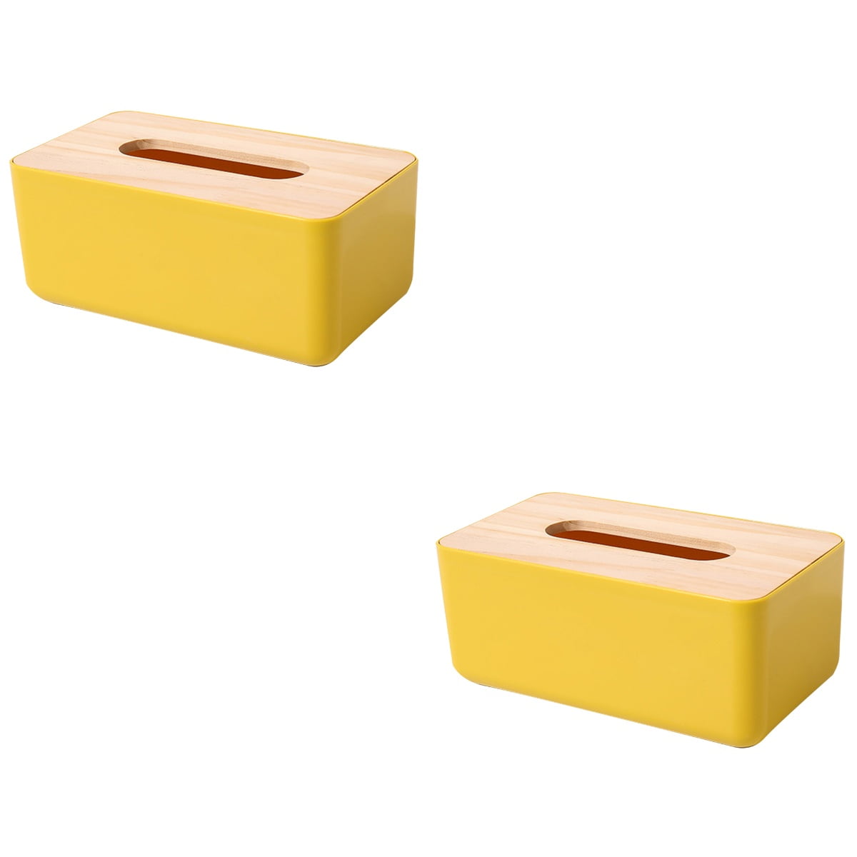 2 pcs Napkin Case Plastic Tissue Box with Removable Wood Cover Simple ...