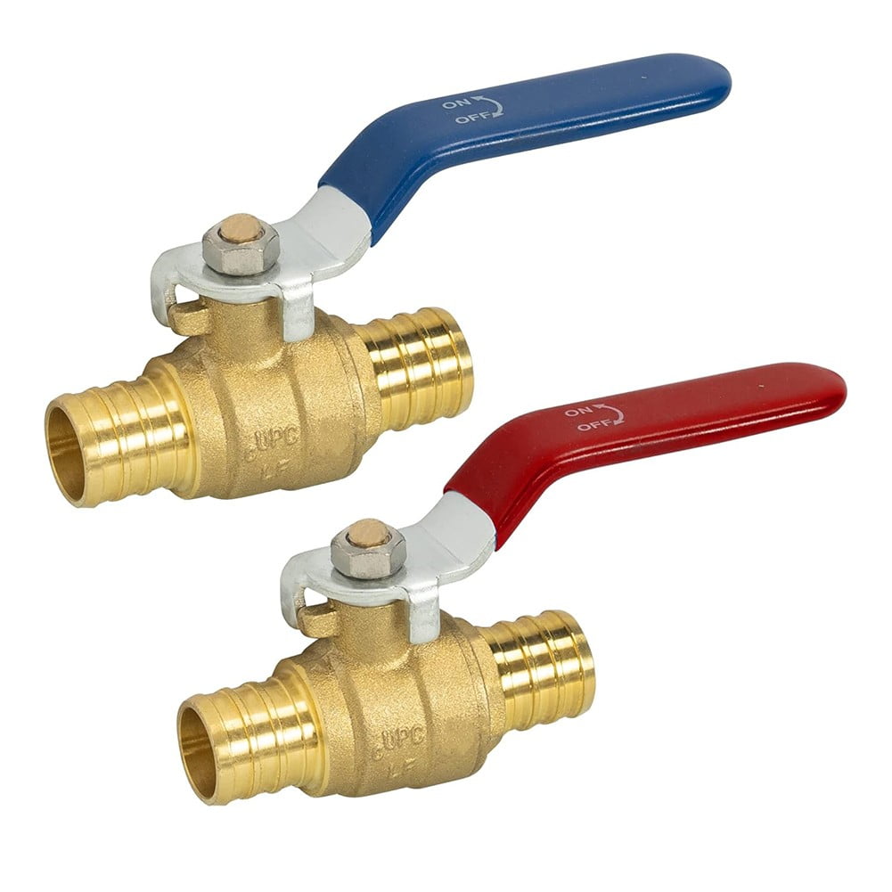 2 pcs Pex Full Port Shut Off Ball Valve, Quarter Turn of Brass Water ...