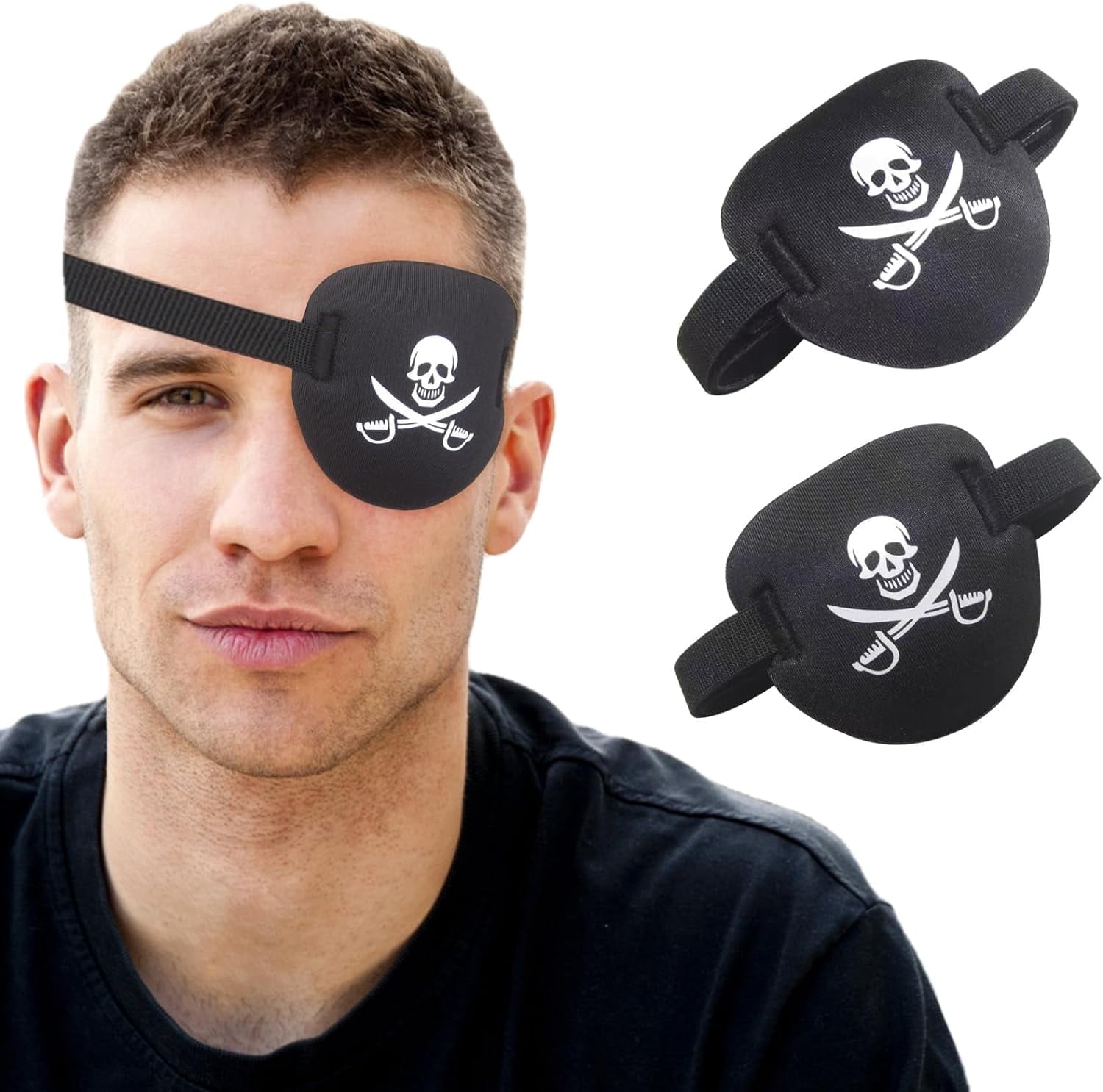 2 pcs Pirate Eye Patch,3D Black Eye Patches for Adults and Kids,Medical ...