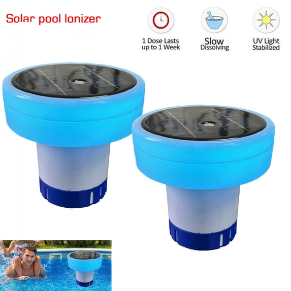 2 pcs Pool Chlorine Floater with Solar Light Sensor Lamp Floating ...
