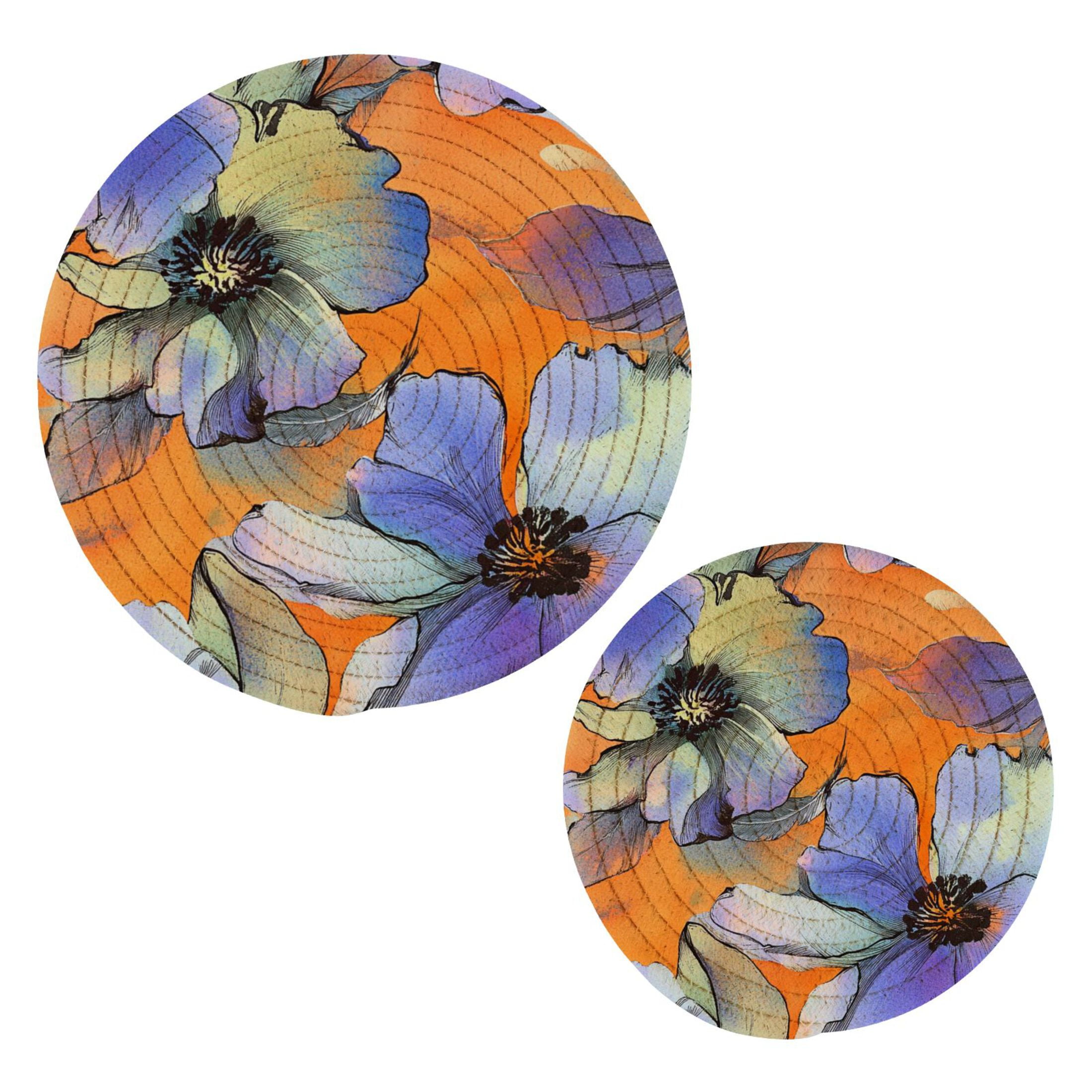 2 pcs Pot Holders Trivets, Heat Resistant Trivets, Blue and Green Large ...