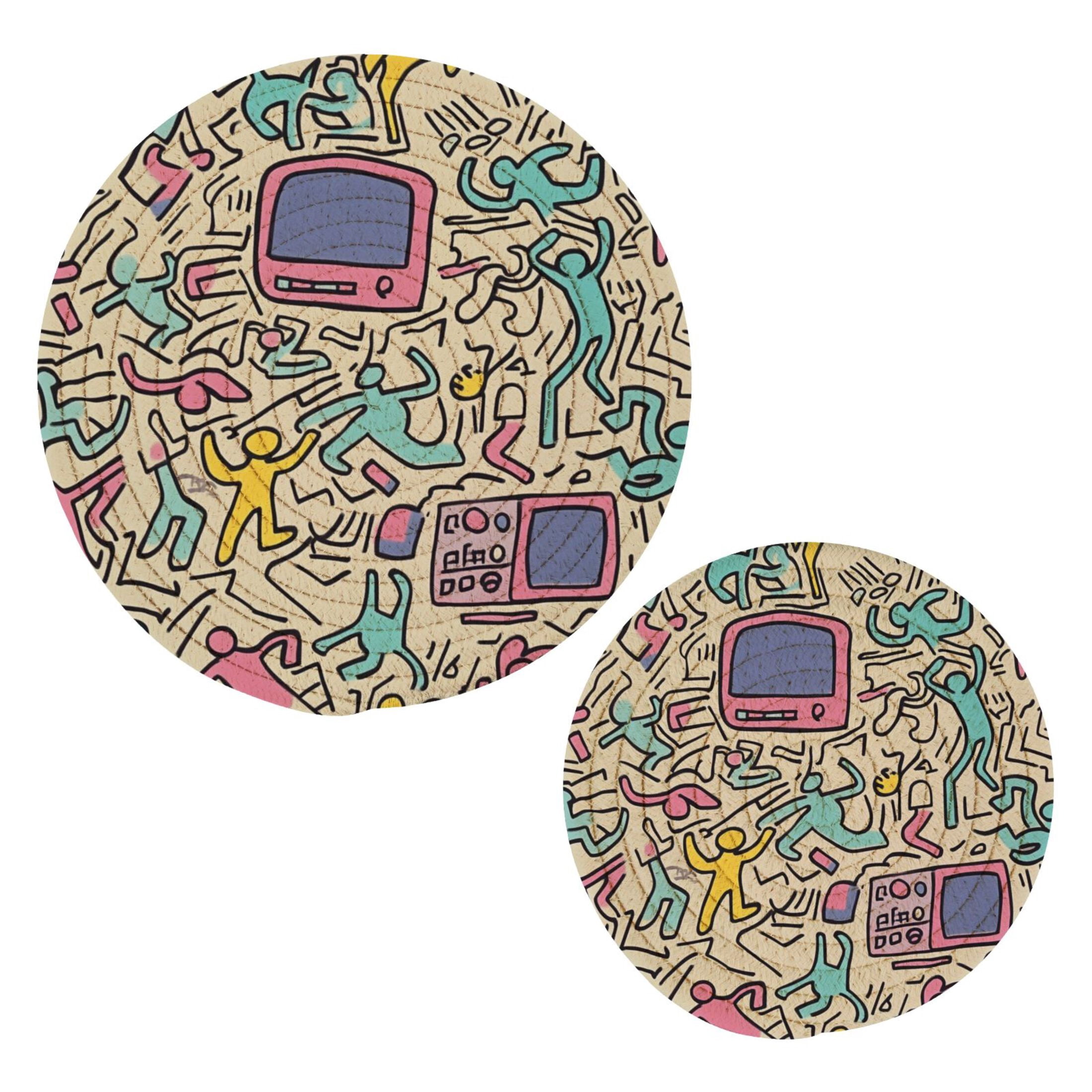 2 pcs Pot Holders Trivets, Heat Resistant Trivets, Colorful Abstract ...