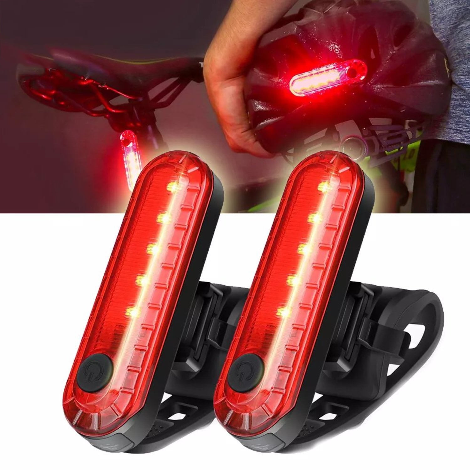 2 pcs Rechargeable Bike Tail Light Set – Super Bright LED Bicycle Rear ...