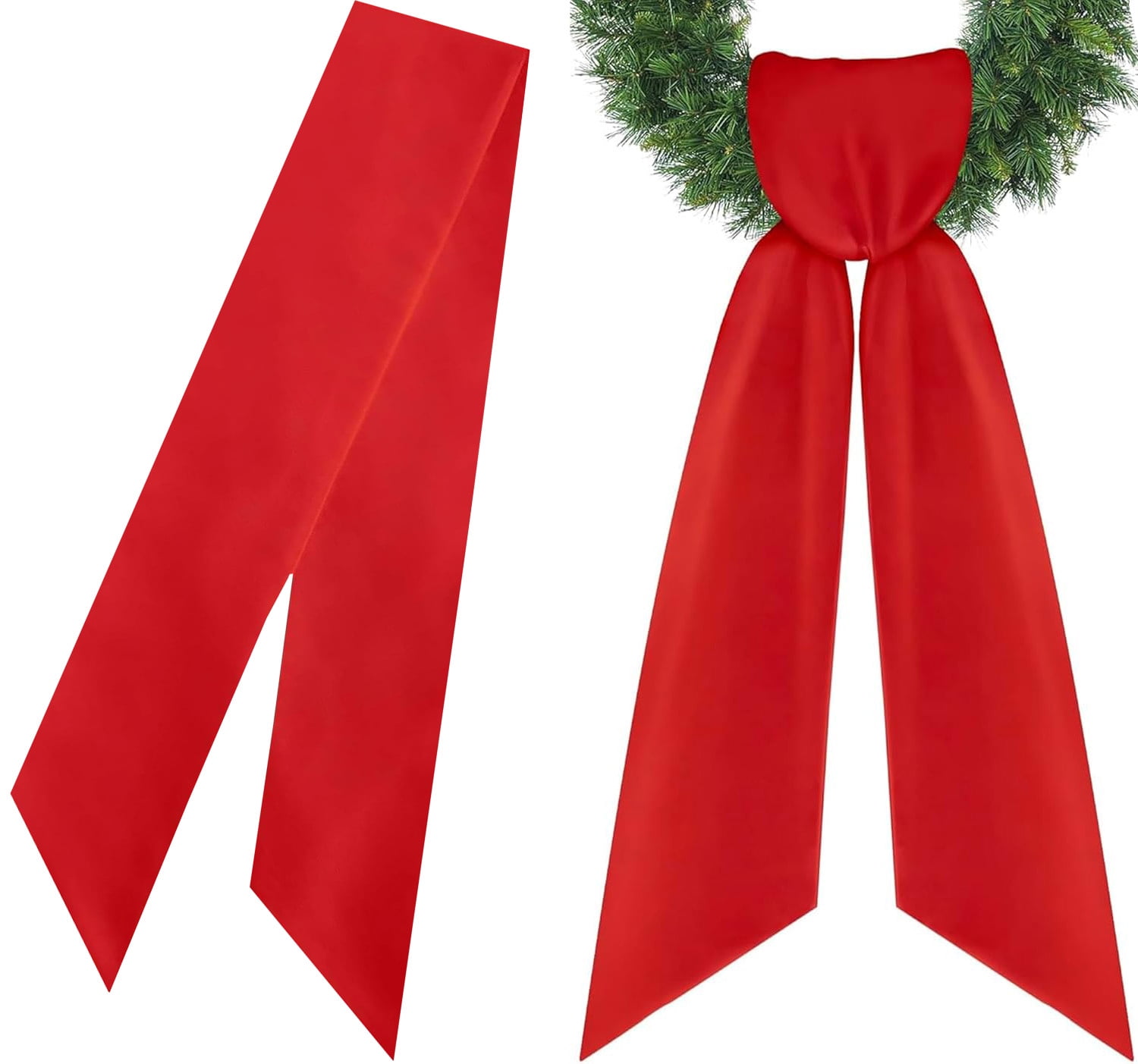 2 pcs Red Wreath Sash for Front Door,TGY 56"x3.7" Blank Ribbon for DIY ...