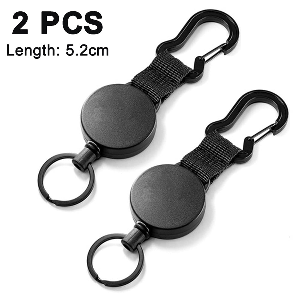 2 pcs Retractable Key Chain Black Elastic Pull Buckle Retractable Key ...