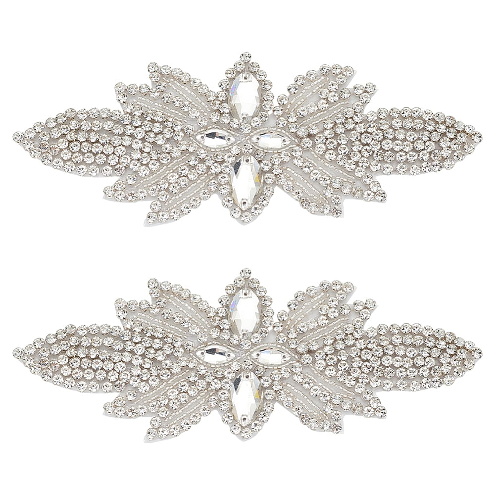 2 pcs Rhinestone Applique for Wedding Dress Iron on/Sew on Rhinestone ...