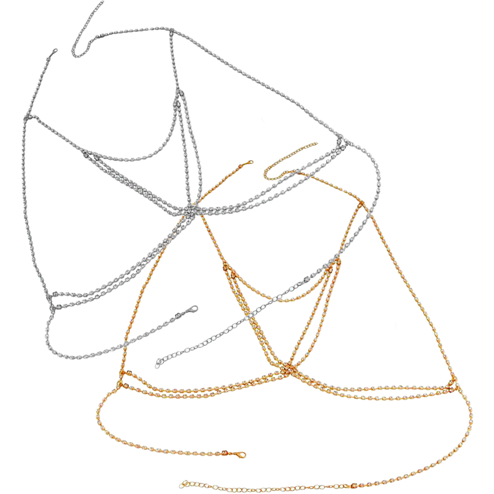 Raindrops Rhinestone Bra Chain Jewelry for Women Adjustable Body Chain ...