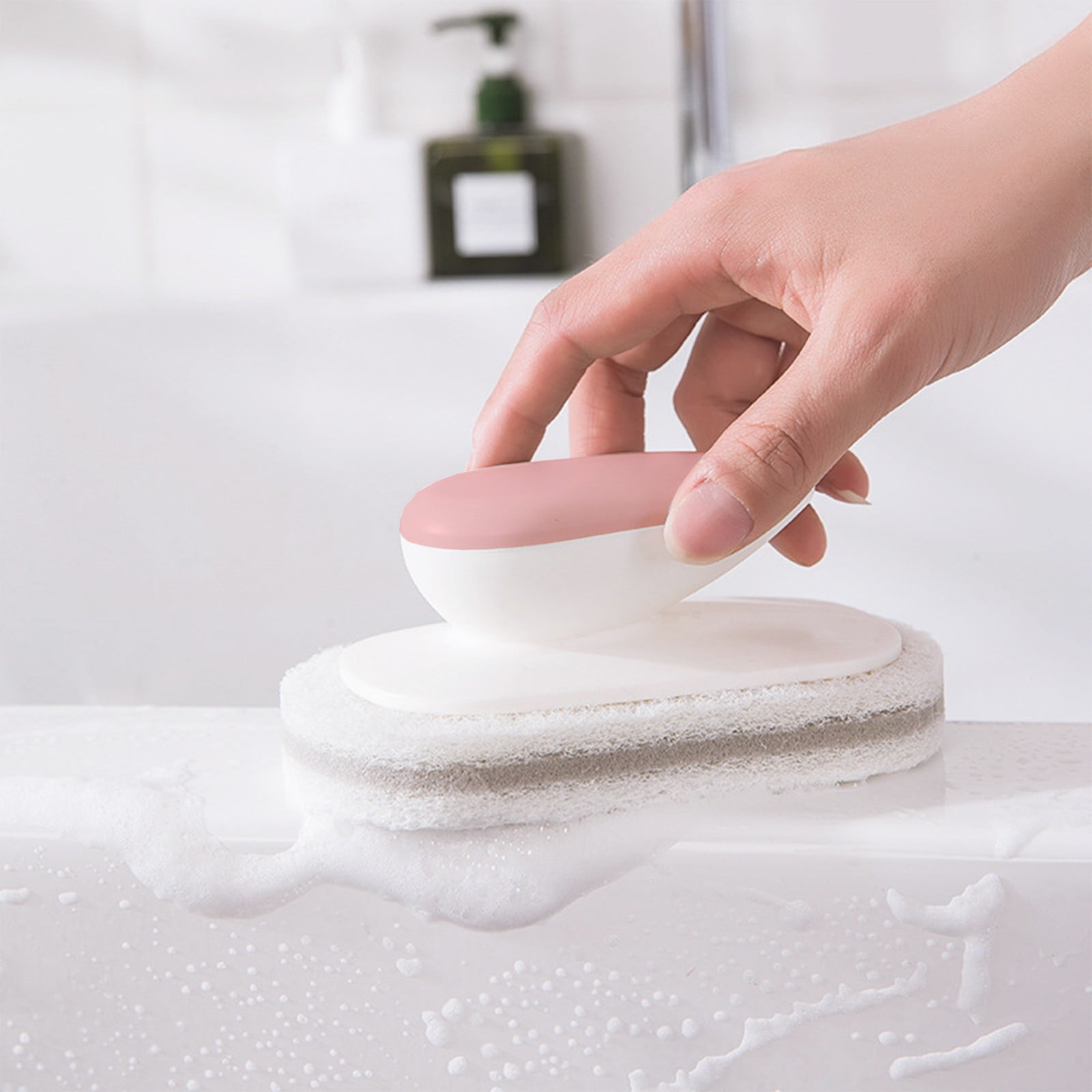 2 pcs Scouring Pad Brush Cleaning Scrub with Handle Abrasive Pad for ...