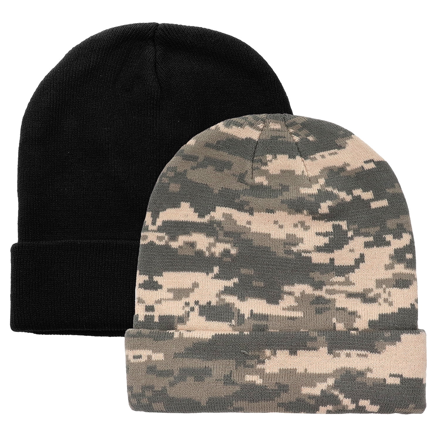 2 pcs Set Men Women Knitted Beanie Hat Ski Skully Cap Plain Solid Color ...