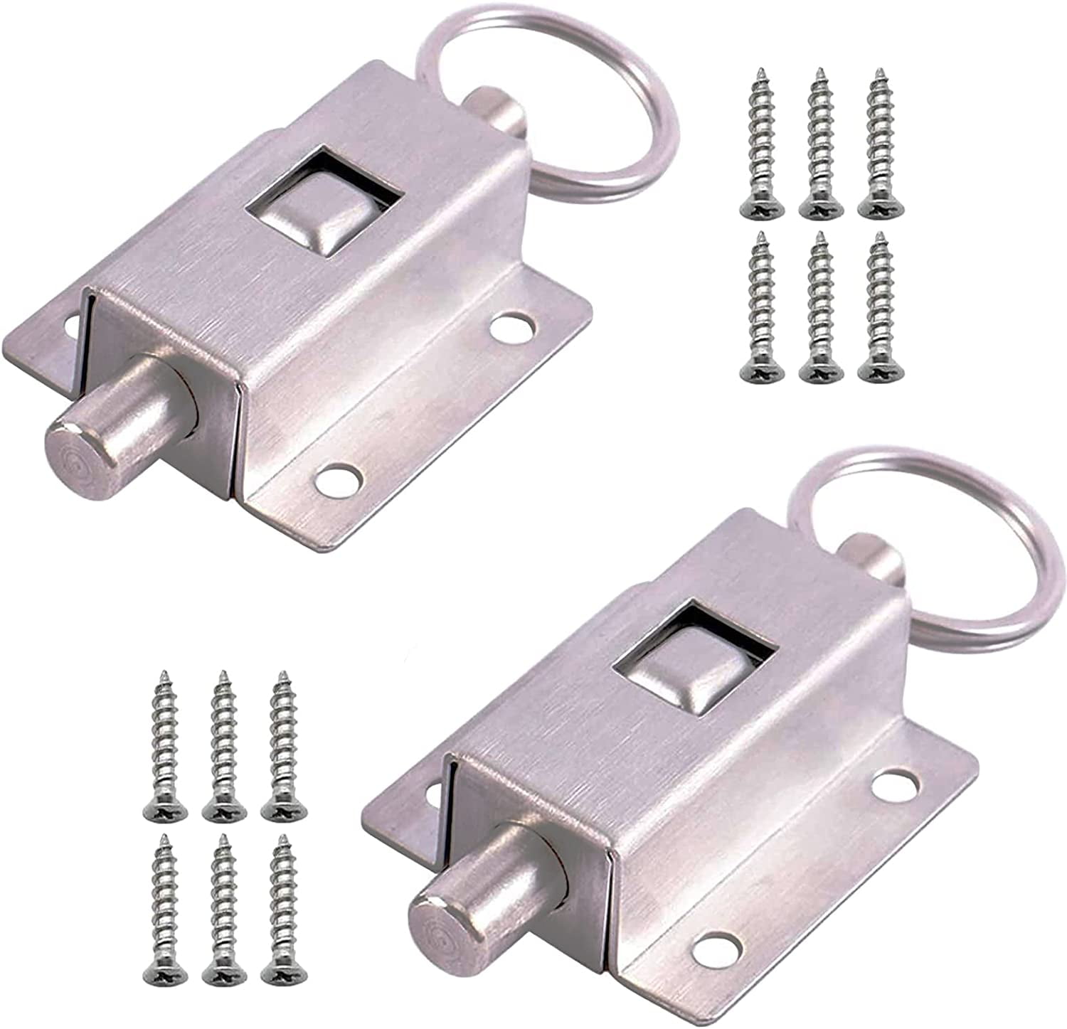 2 pcs Spring Bolts, Automatic Sliding Latch, Stainless Steel Sliding ...