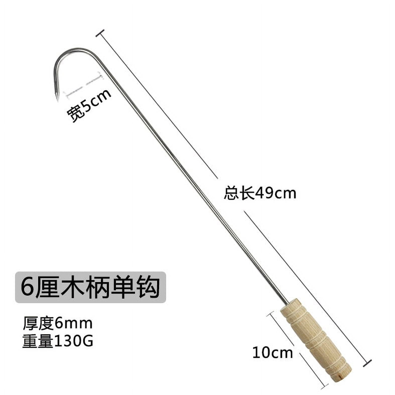 2 pcs Stainless Steel Boot Hooks with Wood Handle for Home Use ...