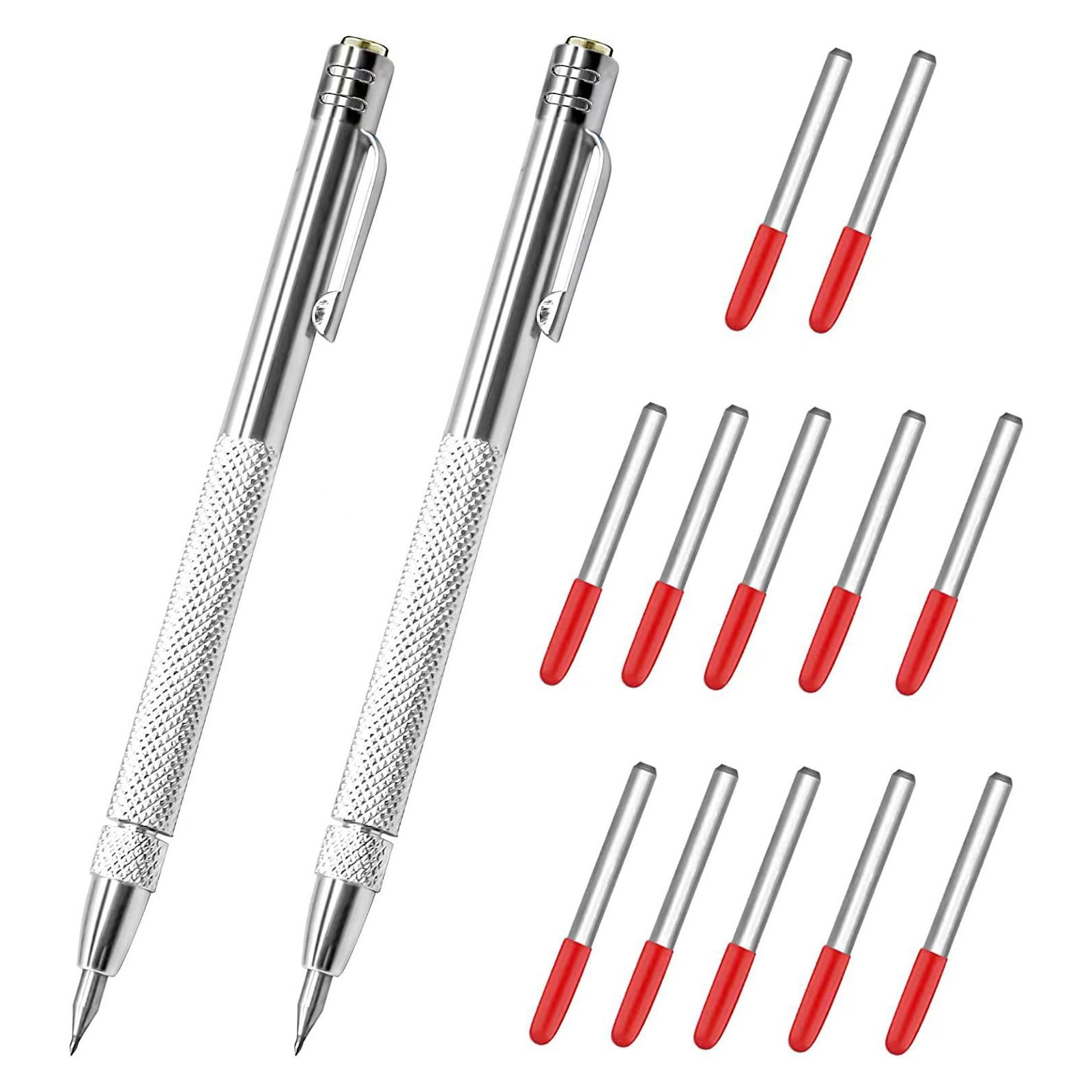 2 pcs Tungsten Carbide Tip Scriber with 12 Replacement Marking Tips ...