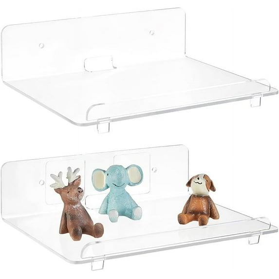 2 pcs Wall Shelves Hanging Shelves Acrylic Floating Shelves Adhesive ...