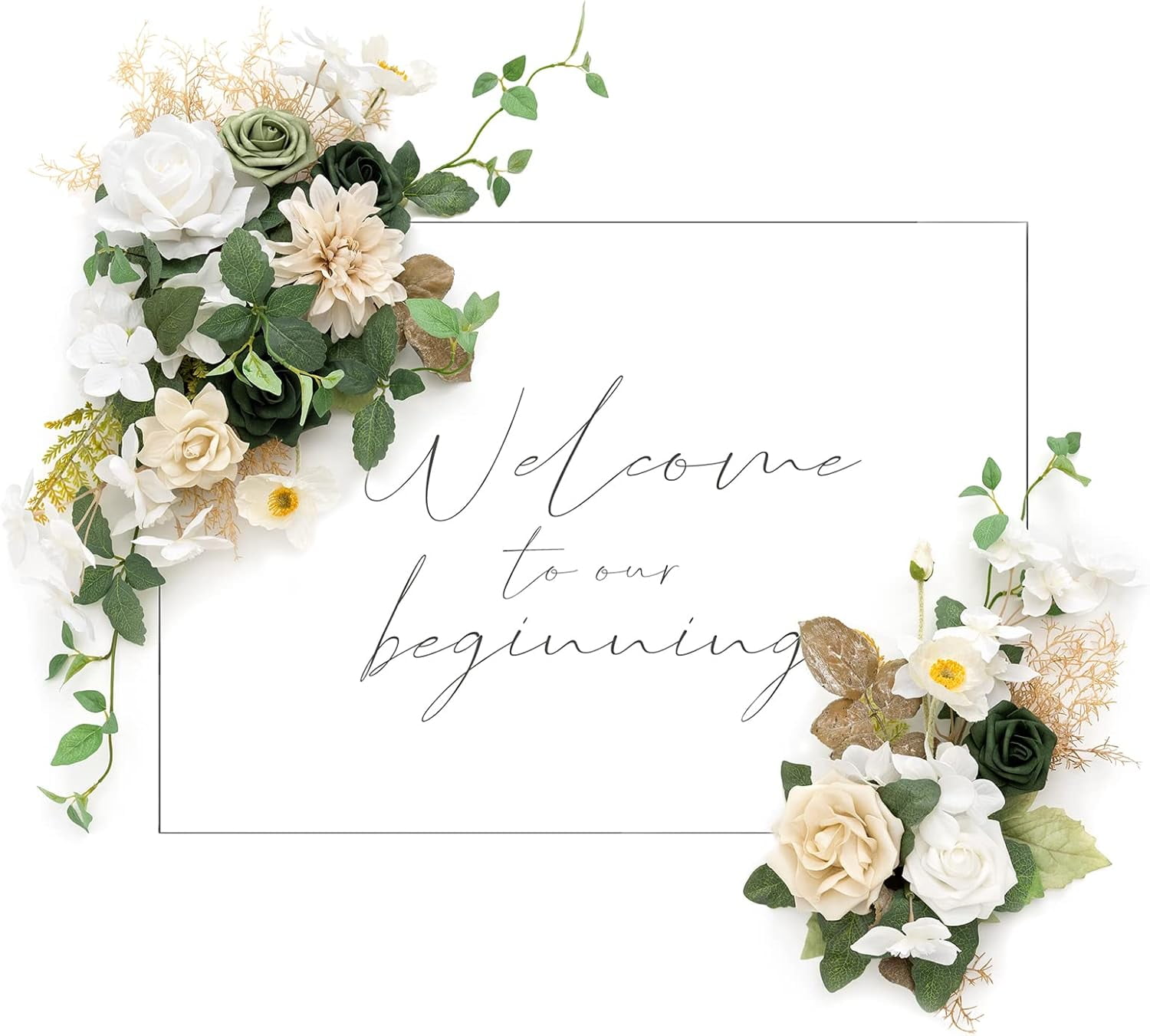2 pcs Wedding Artificial Sign Flower Arch Floral Garlands Emerald ...