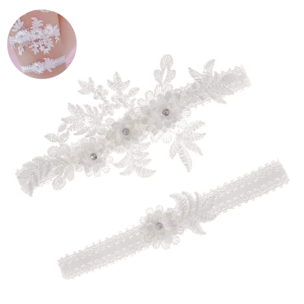 2 pcs Wedding Garters Set Lace Bridal Garter Stretchy Floral Garter for ...