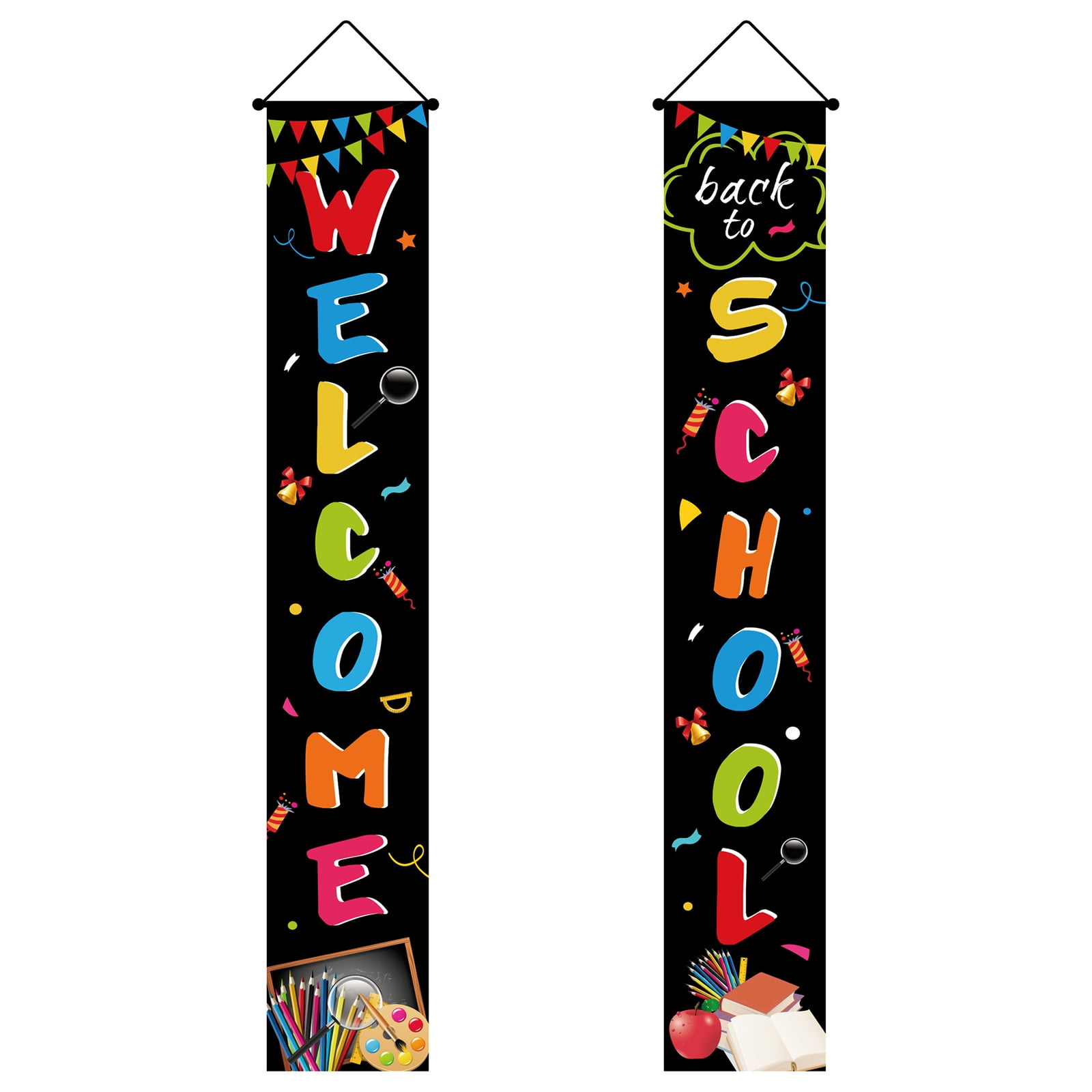 2 pcs Welcome Banner First Day of School Welcome Back to School Hanging ...