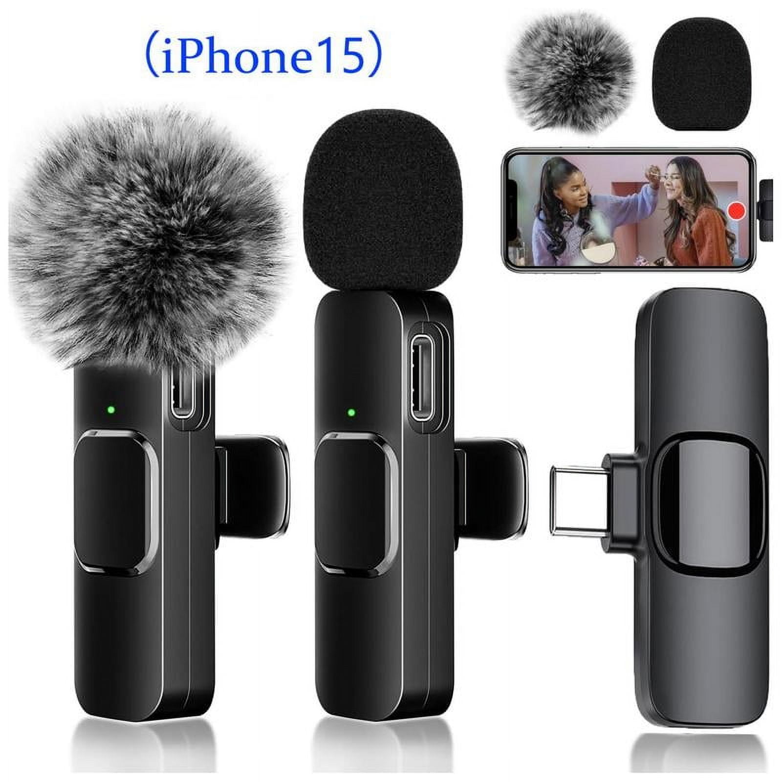 2 pcs Wireless Lavalier Microphones for iPhone, Android, iPad - Mini Wireless Clip-on ...