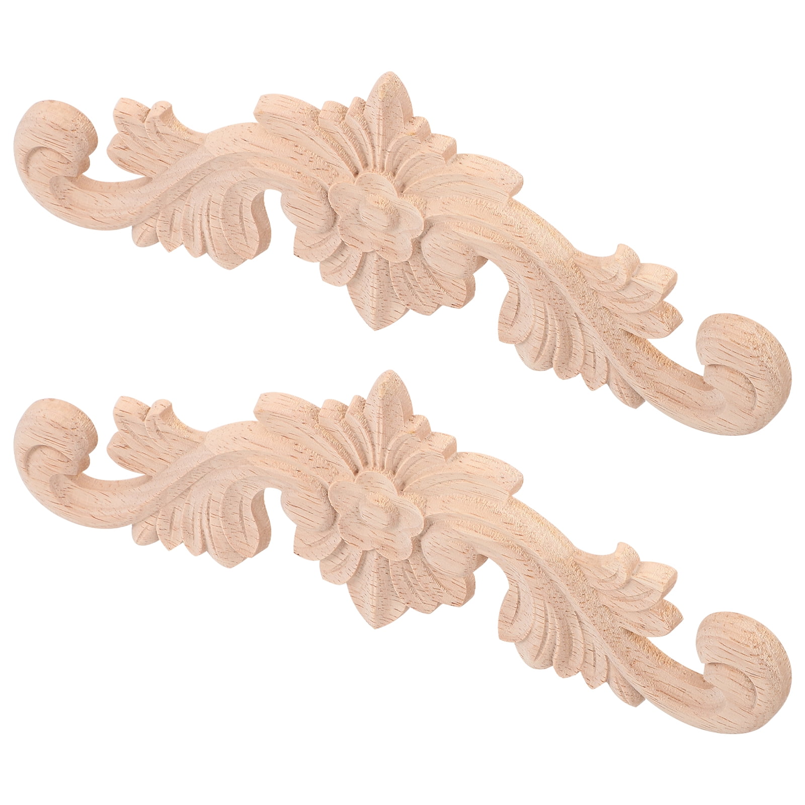 Eease 2 pcs Wood Appliques Decorative Wooden Appliques Furniture Wooden ...
