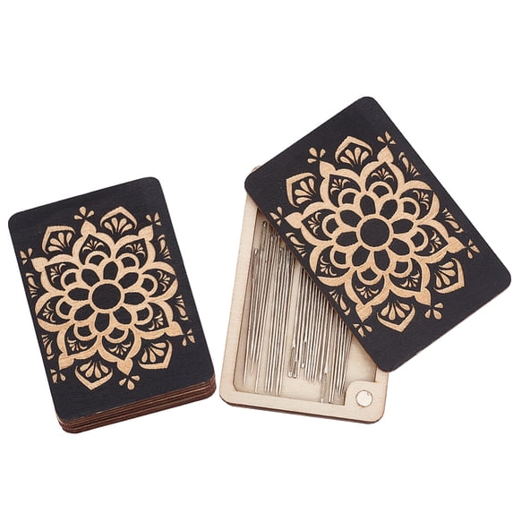 2 pcs Wooden Needle Box Sewing Needle Storage Box Sewing Pins Organizer ...