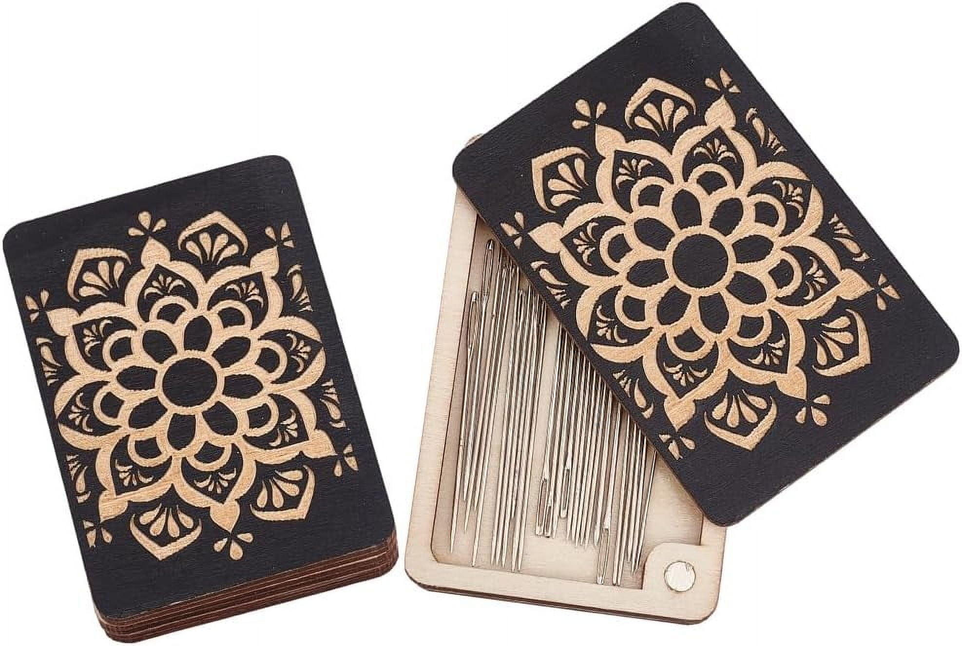 2 pcs Wooden Needle Box Sewing Needle Storage Box Sewing Pins Organizer ...