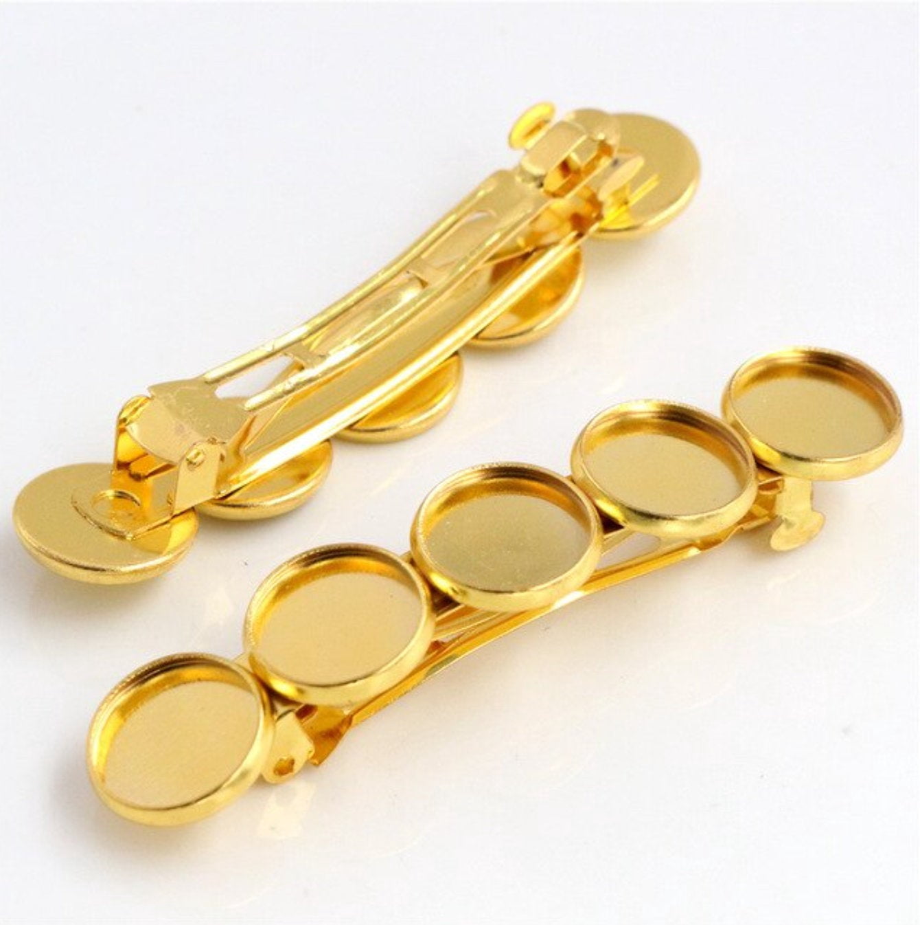 2 pcs Yellow Gold French Hair Barrettes Hair Clips - 71mm x 14mm - 12mm ...