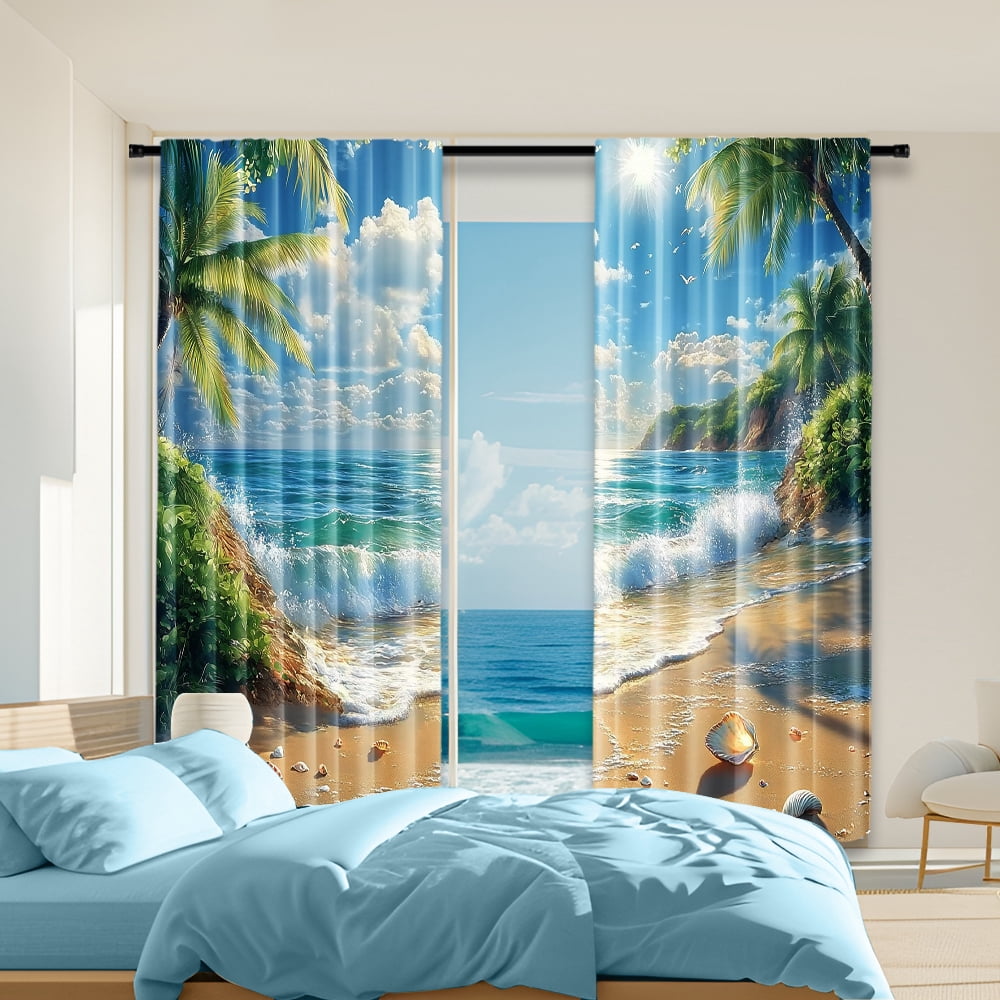 2 pcs versatile polyester transparent curtains for home decoration ...
