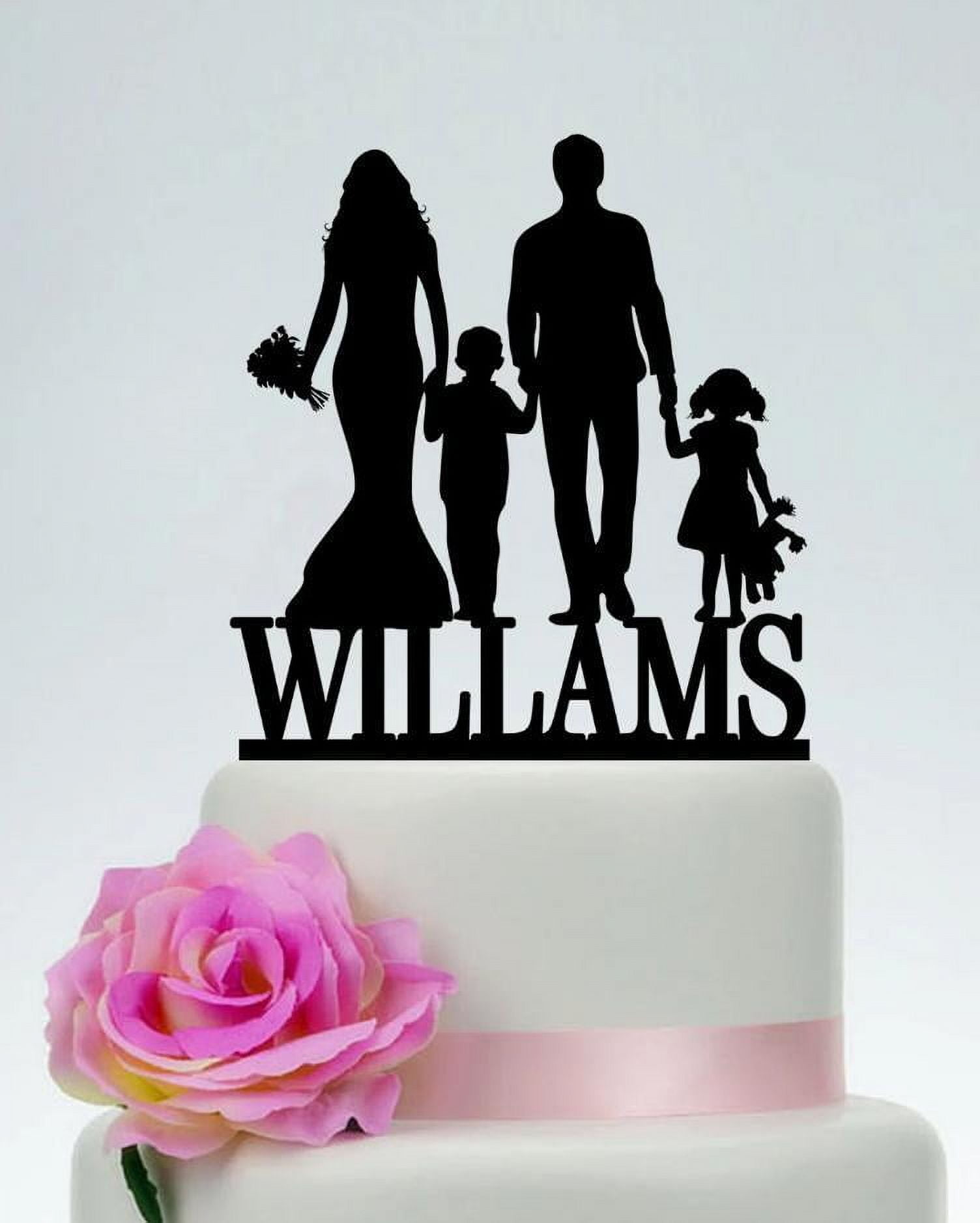 Custom Family Cake Topper,Wedding Topper,Bride and Groom with little ...